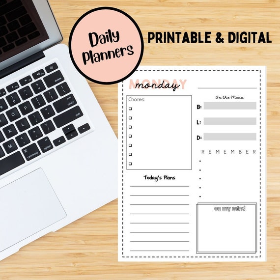 Daily Planner Template Printable and Digital - Etsy