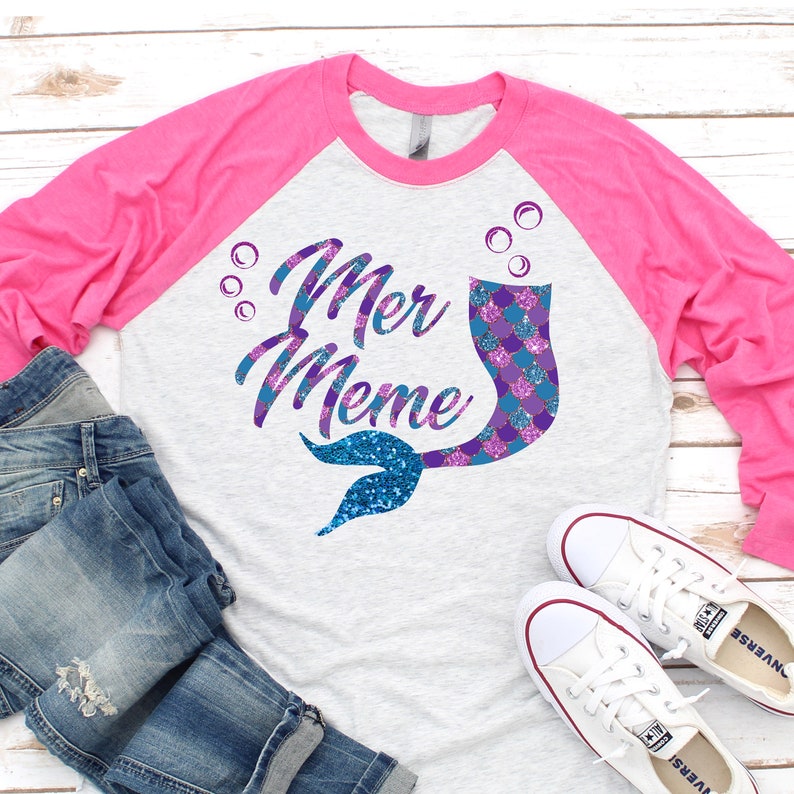 Mer Meme Mermaid Family Glitter Mermaid Tail Sublimation | Etsy