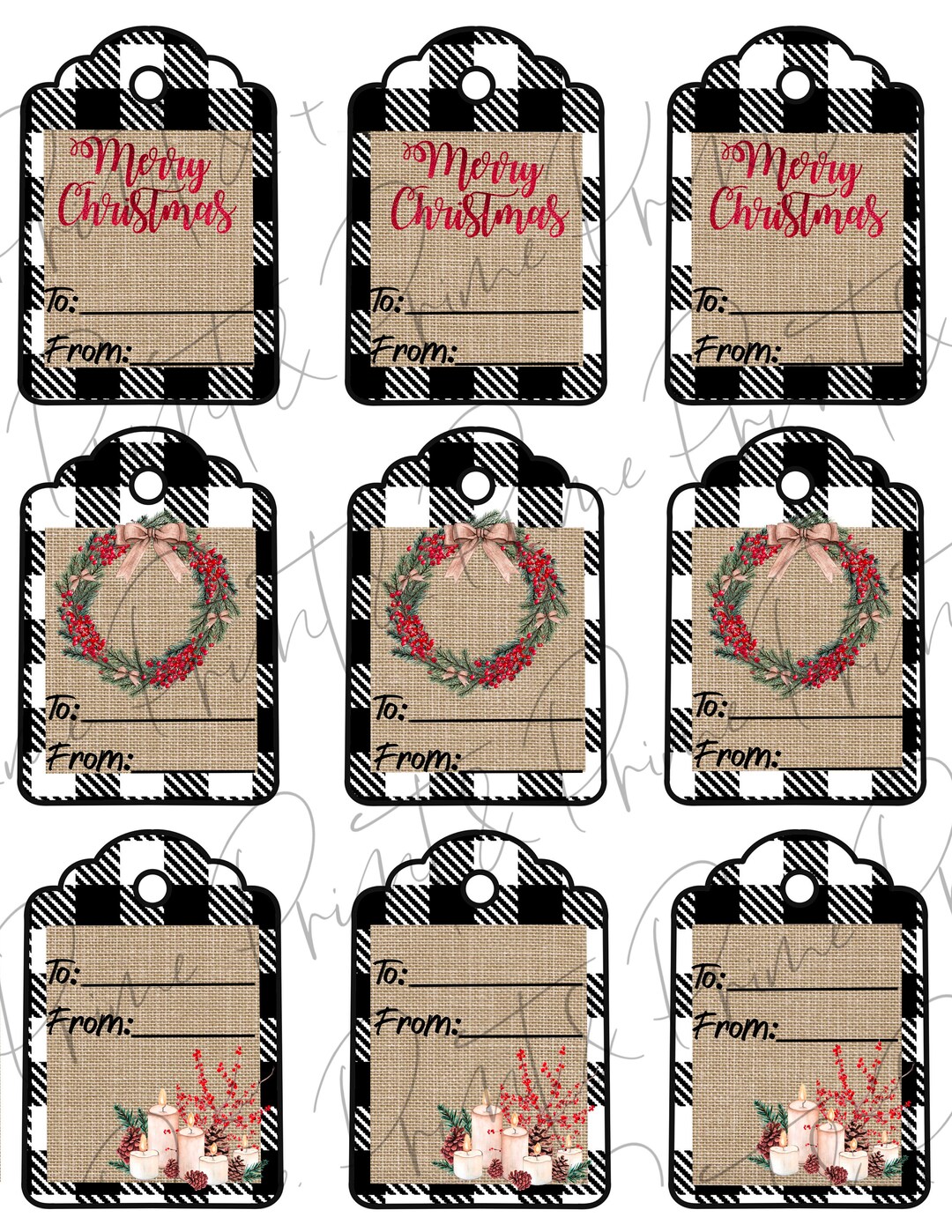 Buffalo Check Printable Christmas Gift Tags - Etsy