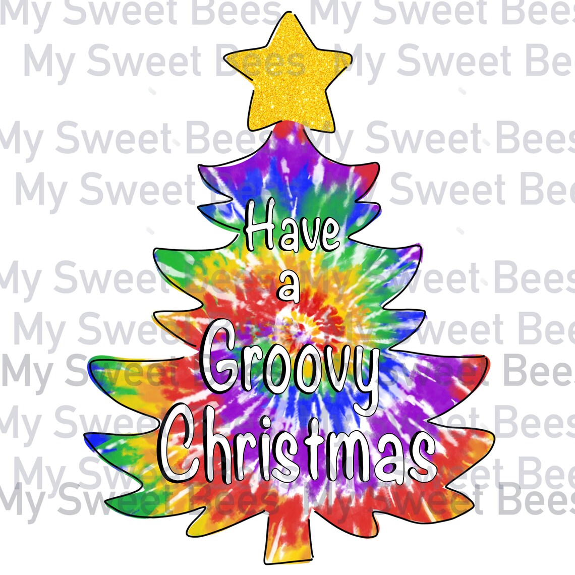 Have a Groovy Christmas Tye Dye Christmas Tree Sublimation - Etsy