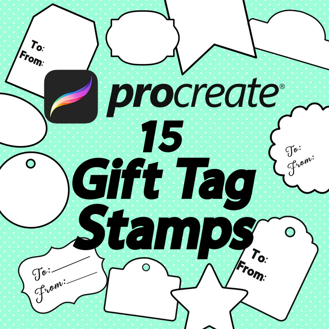 15 Procreate Gift Tag Brushes/stamps With Extras - Etsy