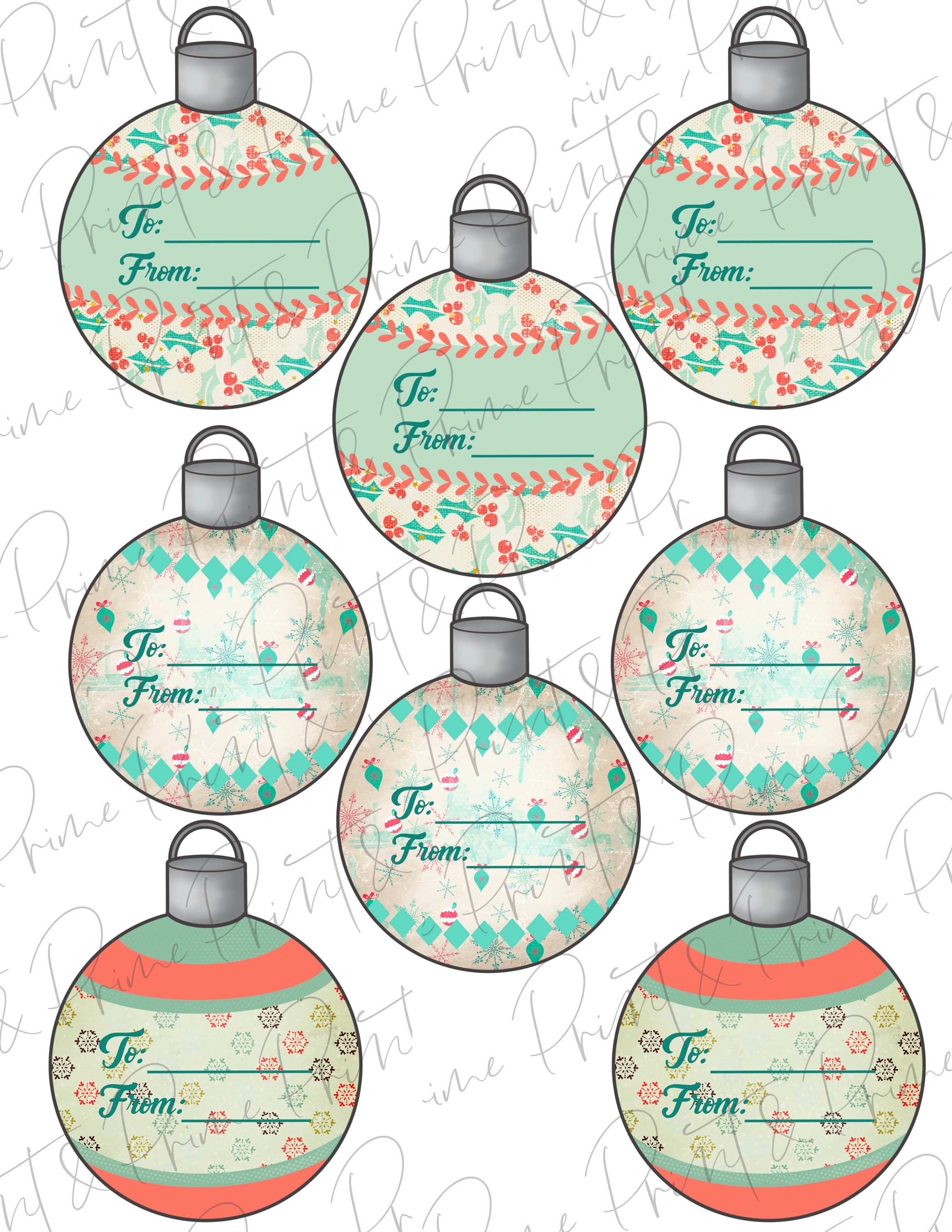 Vintage Ornament Printable Christmas Gift Tags - Etsy