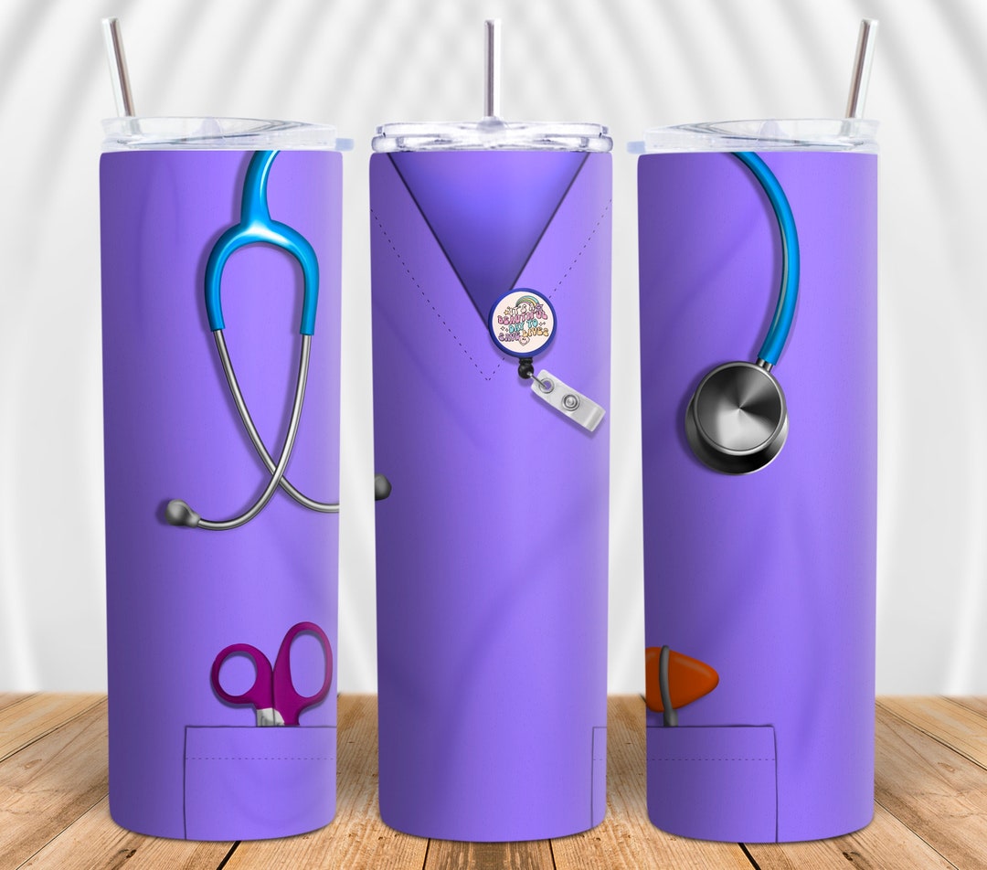 Purple Scrub Top Nurse CNA Doctor Medical Hospital Stethoscope Skinny ...