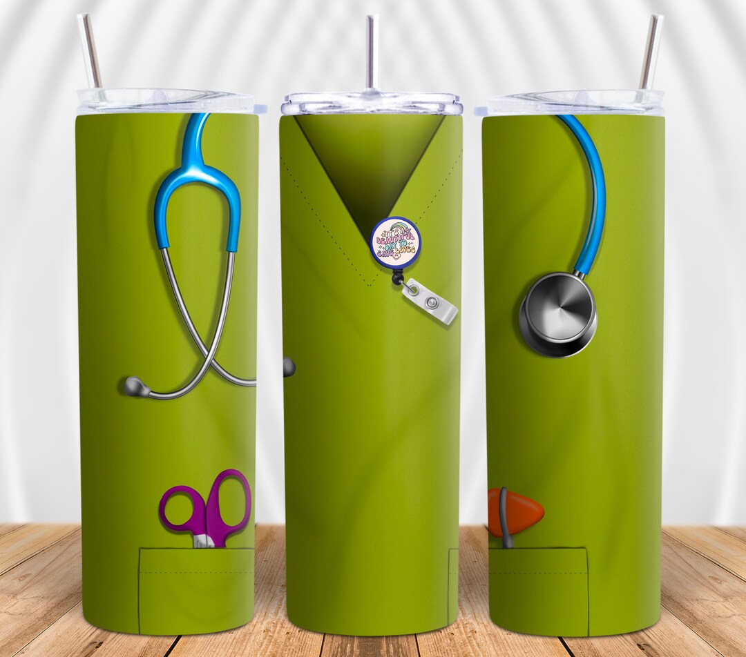 Neon Green Scrub Top Nurse CNA Doctor Medical Hospital Stethoscope ...