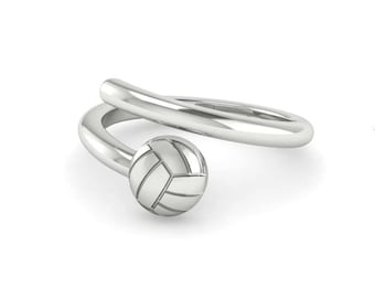 Volleyball Adjustable Ring, Sterling Silver, Sports Jewelry, Adjustable ...