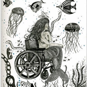 Disabled Mermaid Illustration/ Fantasy Art Print/ A5 Wall - Etsy
