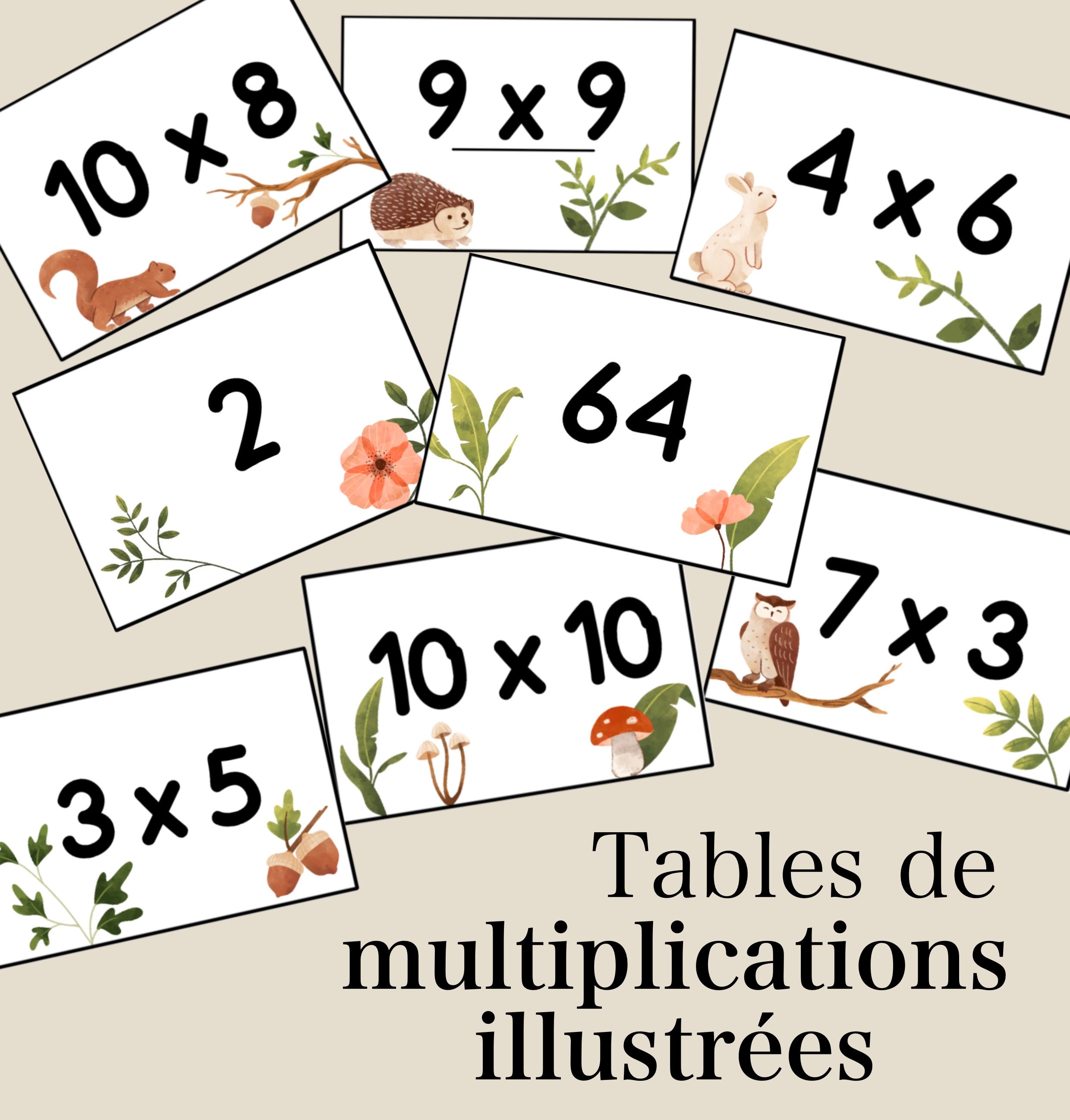 Tables De Multiplications Illustrées - Forêt - Etsy