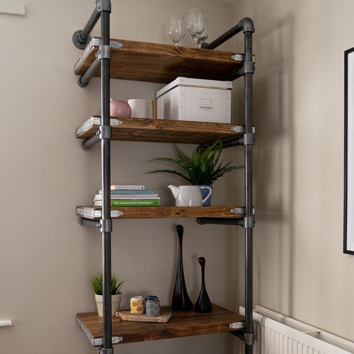 Industrial Style Bookcase Scaffold Board on Steel Tube - Etsy UK