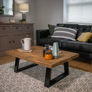 Industrial Scaffold Board Coffee Table on Trapezium Steel Box Section ...