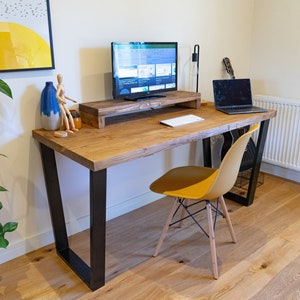 Handmade Rustic Desk on V Frame Steel Legs, Industrial Scaffold Board ...