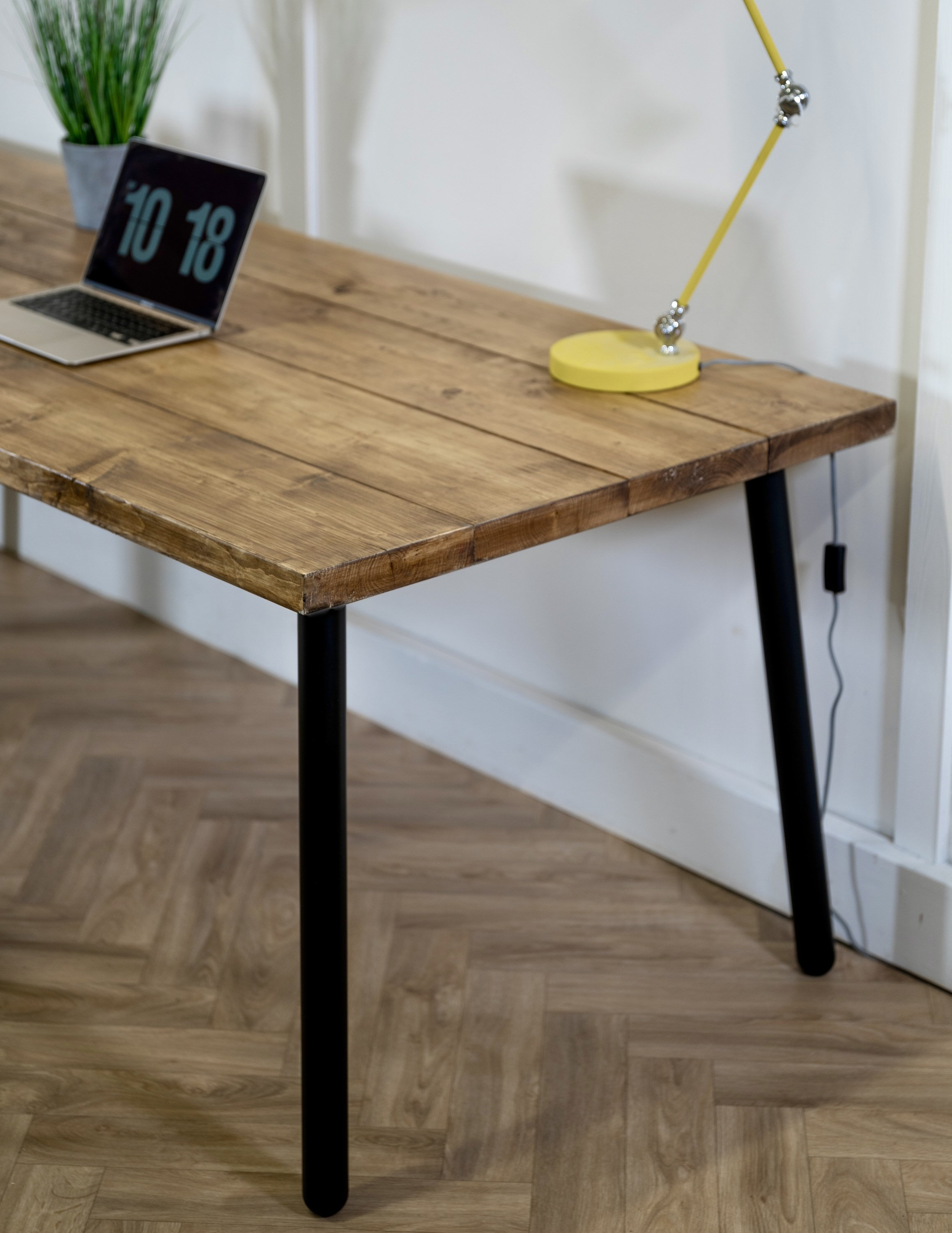 Rustic Desk on Round Pin Steel Legs Industrial Reclaimed - Etsy UK