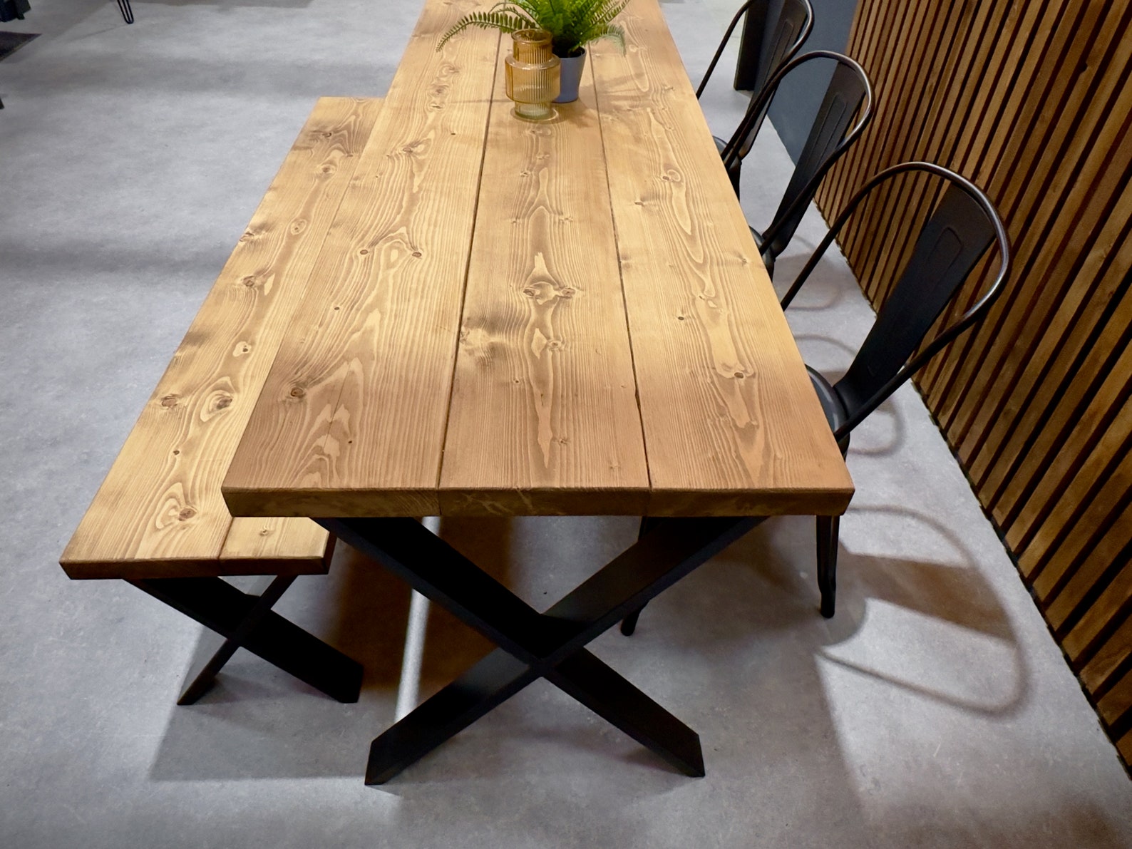 Rustic Dining Table & Bench Set on X Frame Legs - Etsy