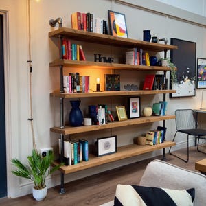 Industrial Style Bookcase Scaffold Board on Steel Tube, Reclaimed ...
