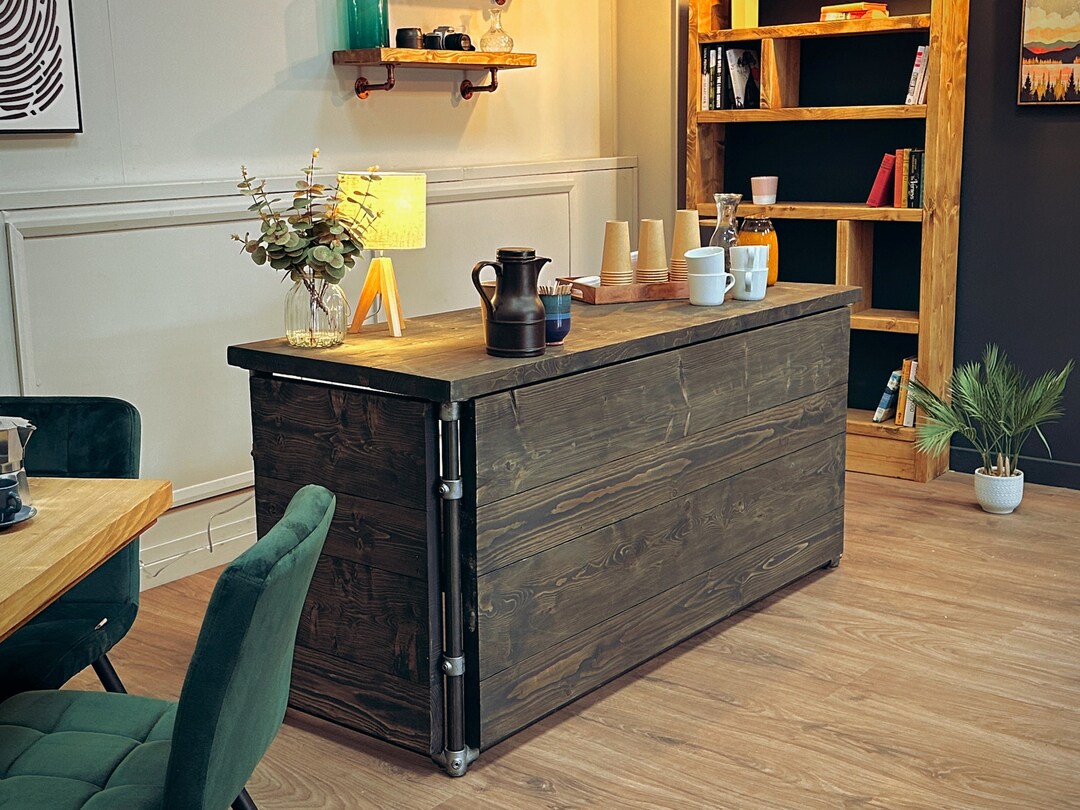 Handmade Rustic Bar Counter: Industrial Steel Tube Welcome Desk - Etsy