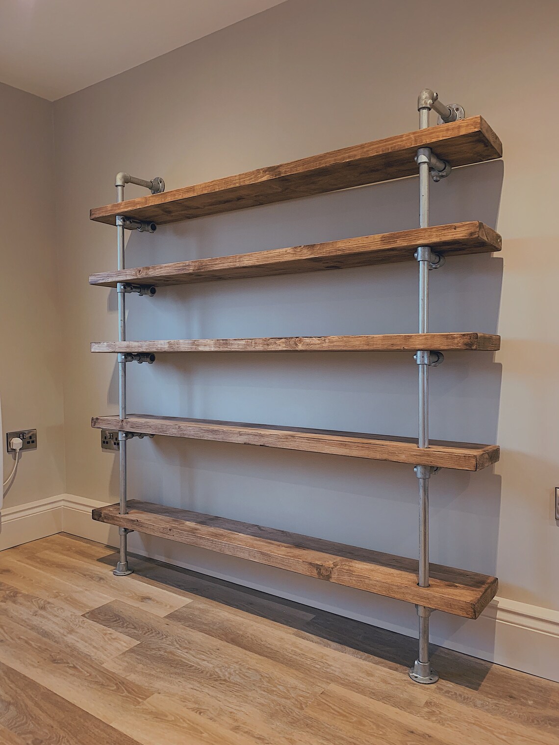 Industrial Style Bookcase Scaffold Board on Steel Tube | Etsy UK