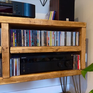 Rustic Wooden CD Player Stand: Industrial Hi-fi Cabinet With Hairpin ...