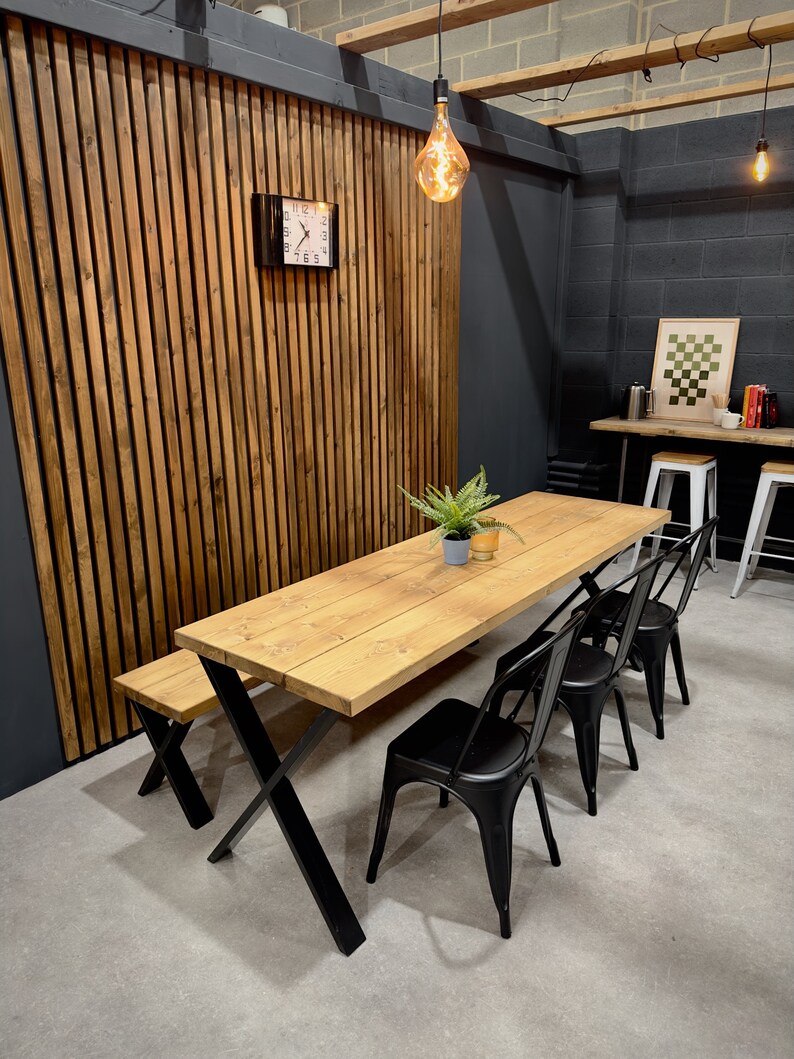 Rustic Dining Table & Bench Set on X Frame Legs - Etsy