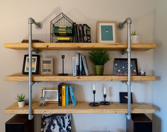 Industrial Style Bookcase Scaffold Board on Steel Tube | Etsy UK