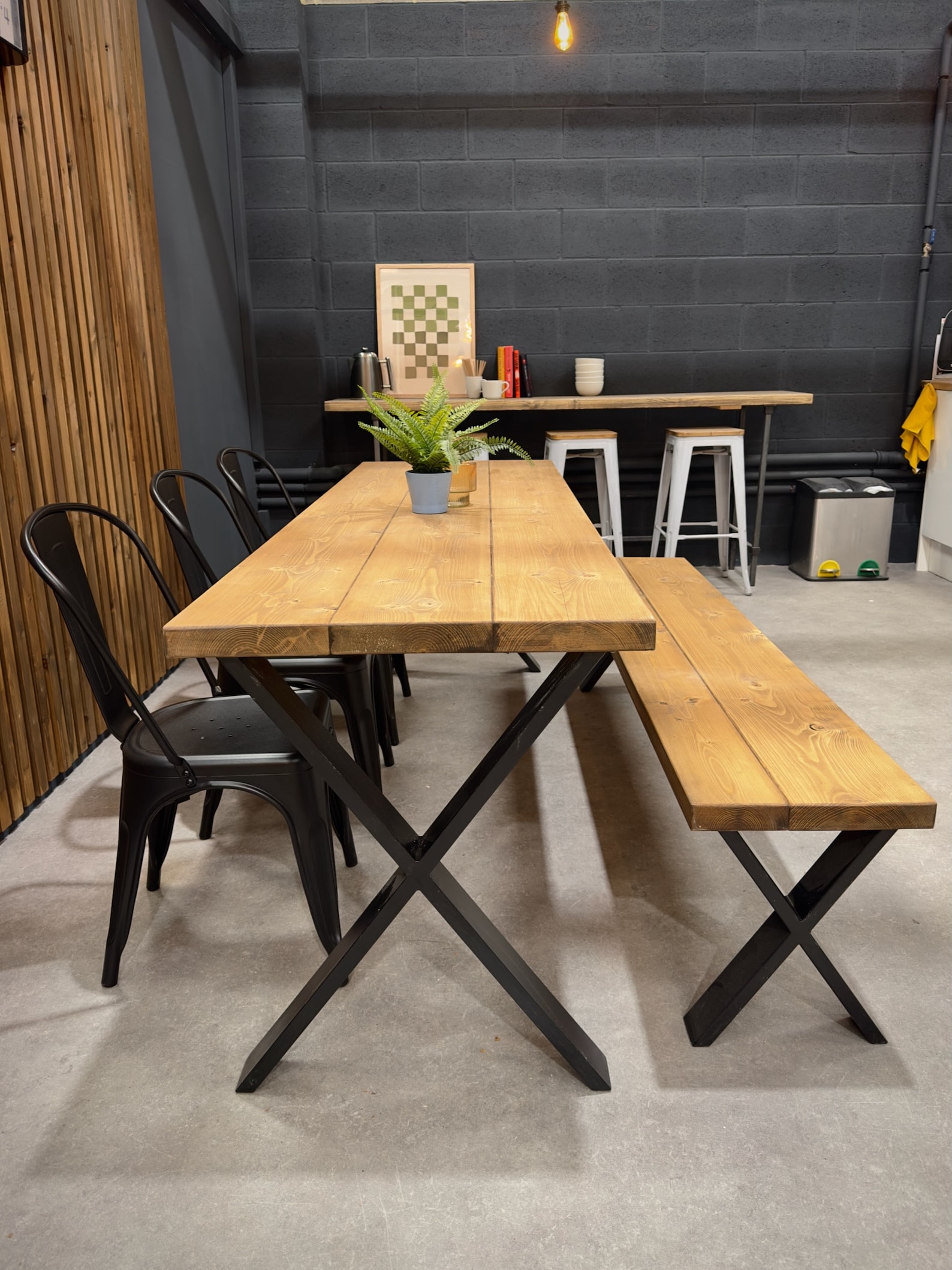 Rustic Dining Table & Bench Set on X Frame Legs - Etsy