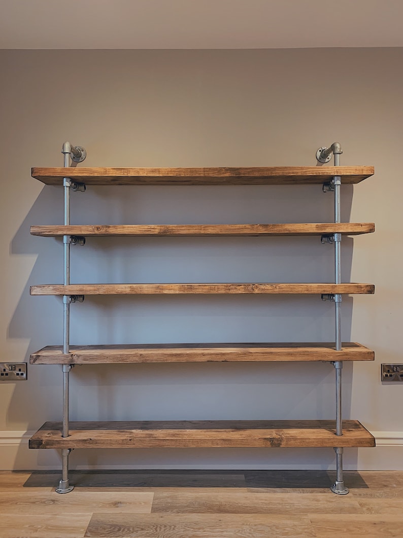 Industrial Style Bookcase Scaffold Board on Steel Tube - Etsy UK