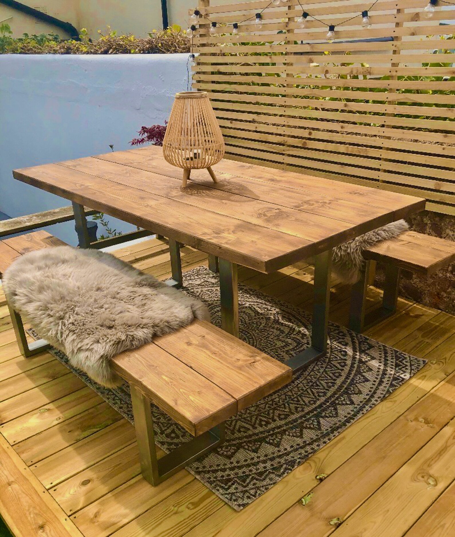 Rustic Outdoor Dining Table and Bench Reclaimed Solid Wood - Etsy