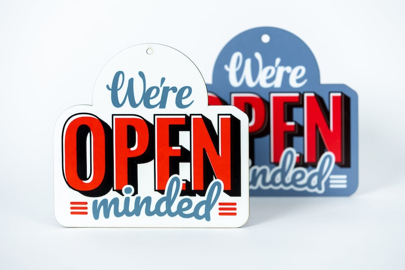 We're Open Minded Door Sign - Etsy