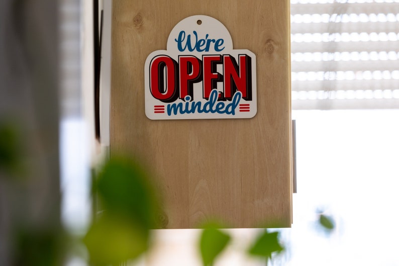 We're Open Minded Door Sign - Etsy