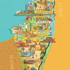Illustrated Map of Israel - Print - Etsy