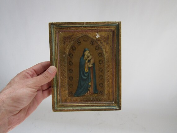 Antique Lithograph Virgin Mary Holding Jesus Mary Holding - Etsy