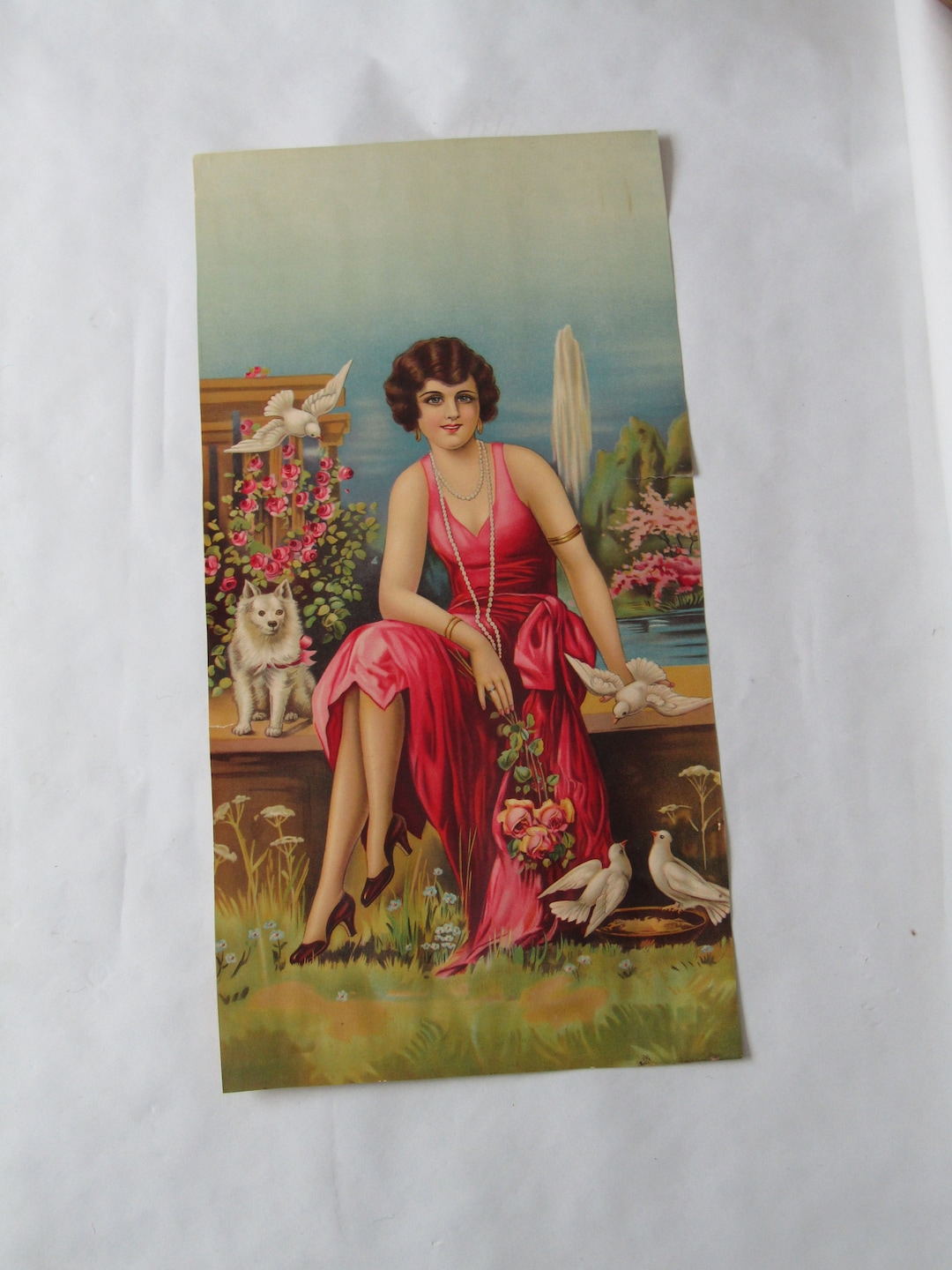 Big Chromolithograph, Woman Lithograph, Antique Lithograph, Vintage ...