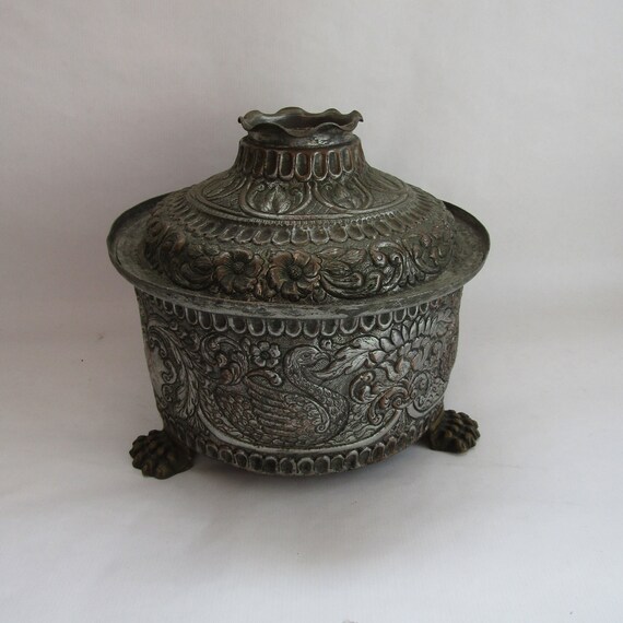 Antique Food Canister With Lid / Rustic Primitive Storage / - Etsy