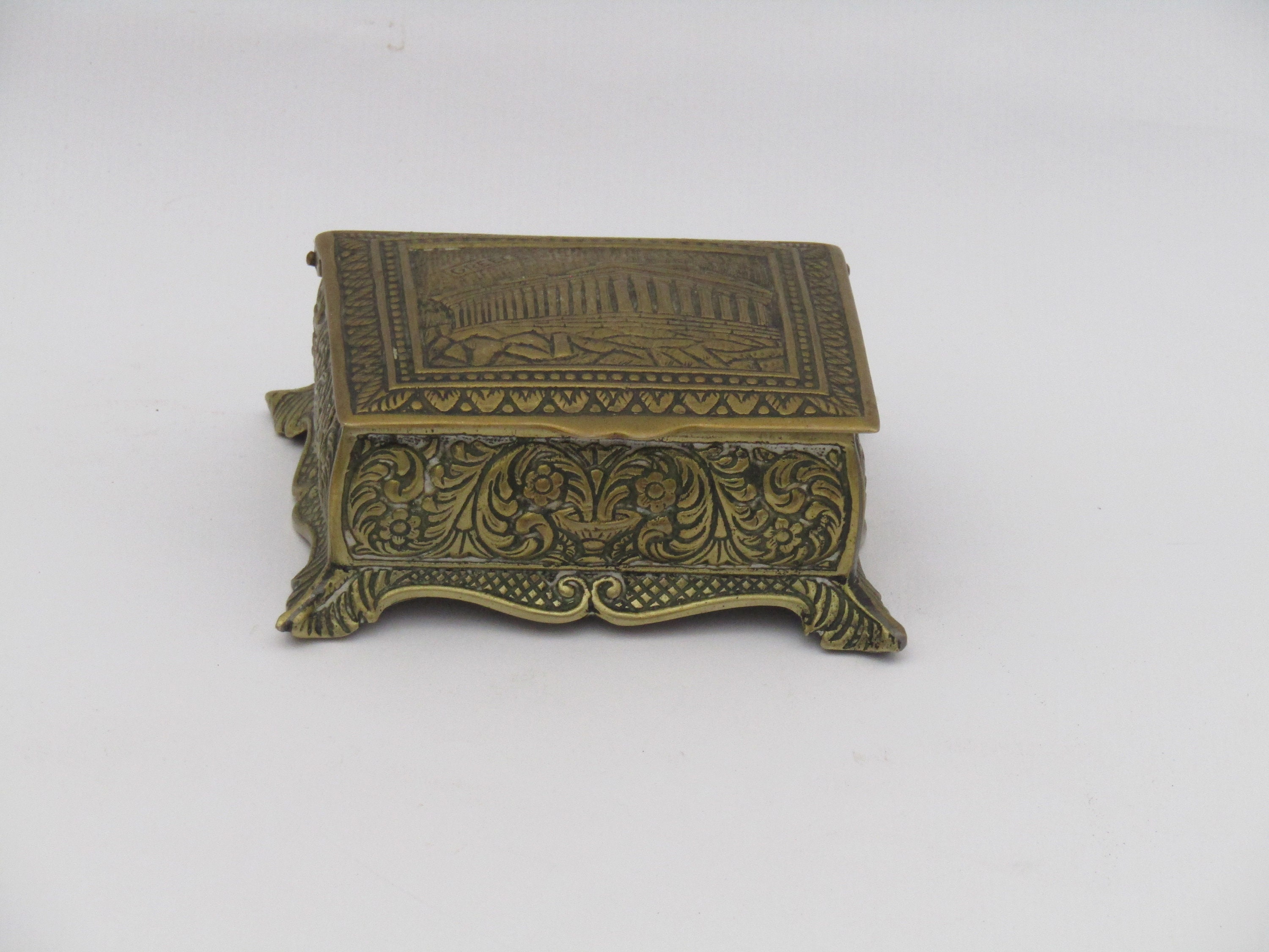 very old Greek brass box Parthenon Acopolis design vintage | Etsy