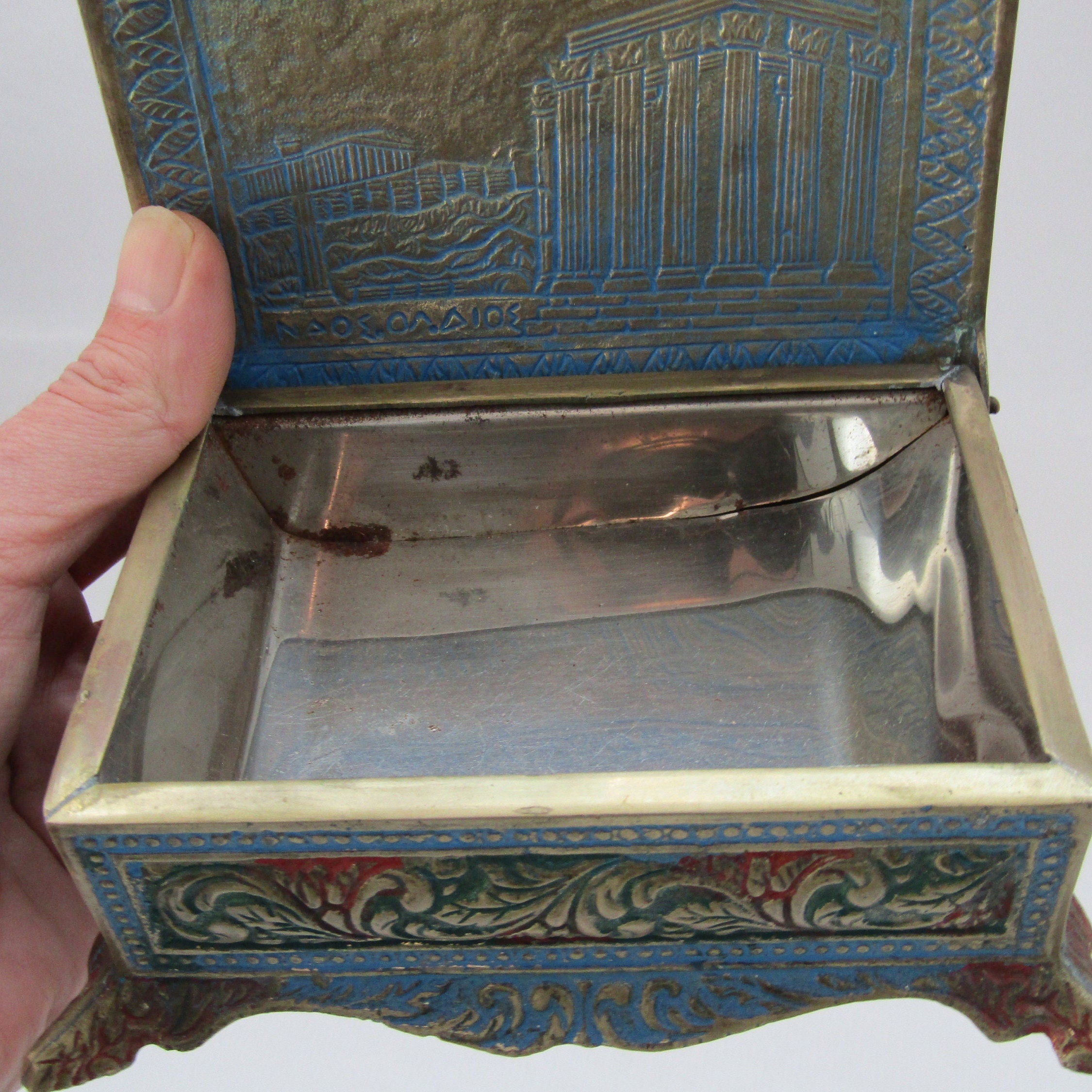 Very Old Greek Brass Box Parthenon Acopolis Design Vintage | Etsy