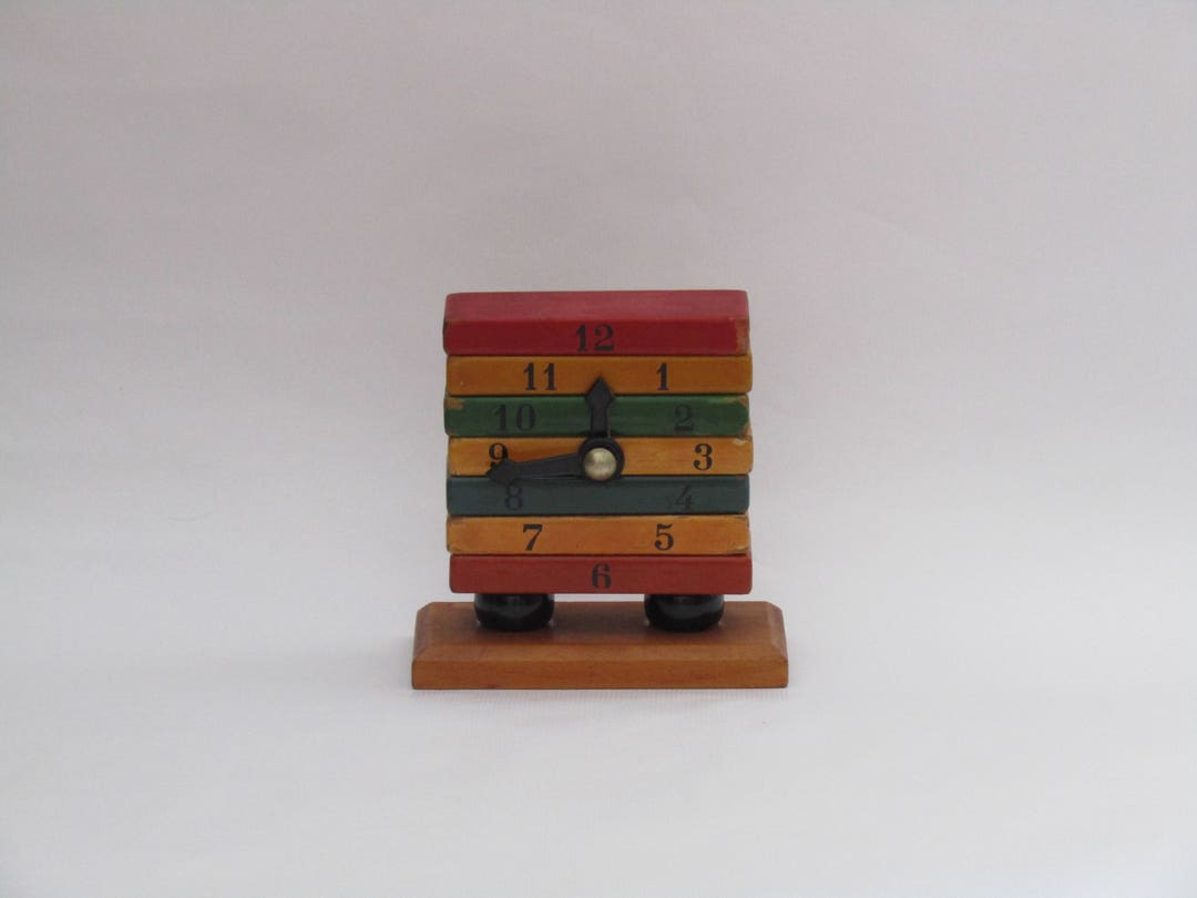Vintage Wooden Toy Clock: Time Learning, Nursery Decor - Etsy