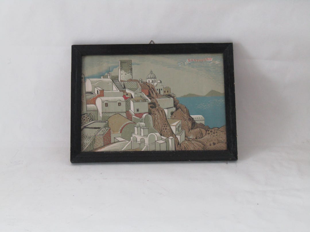 Vintage Santorini Framed Art Print by Tassos - Etsy