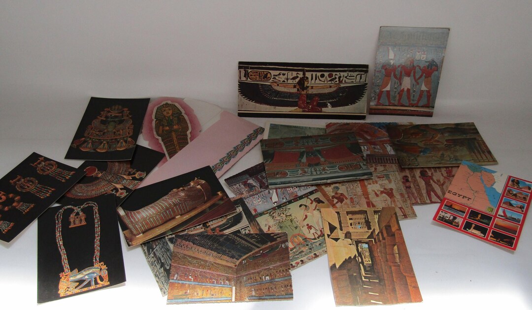 Egyptian Vintage Postcards, Lot, Hieroglyphics, Collectible Postcards ...