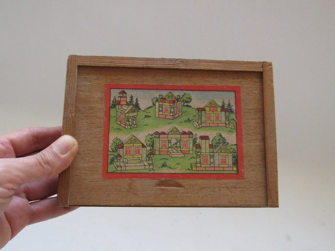 Vintage Wooden Blocks Set, Wooden Blocks, Retro Toy, Building Toy ...