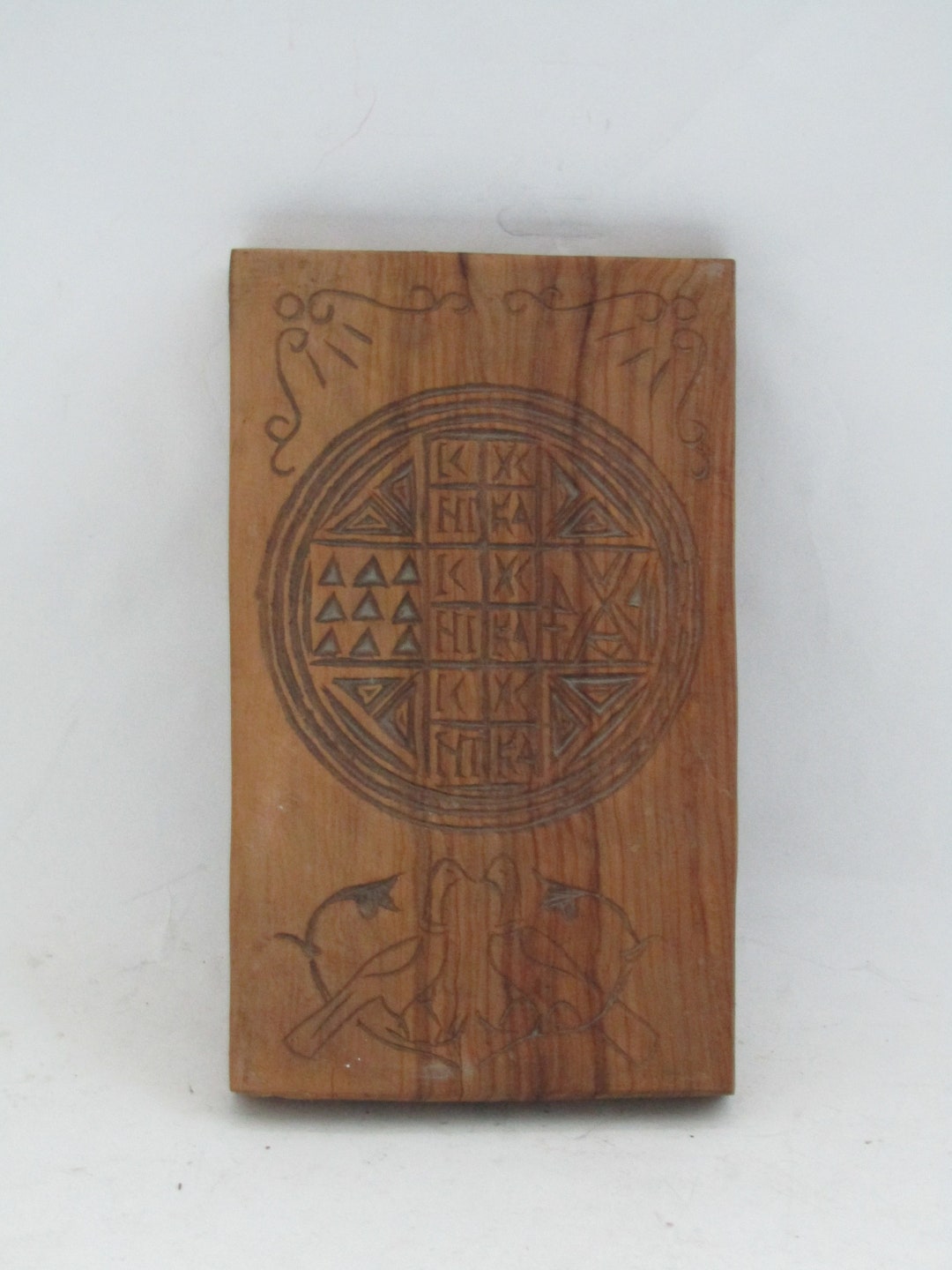 Old Greek Hand Carved Wooden Orthodox Bread Double Seal / Stamp (ritual ...