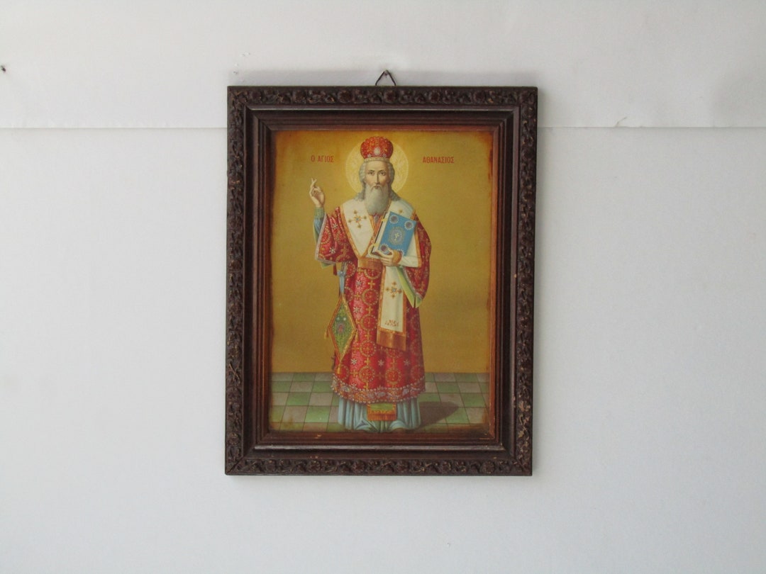 1920's Greek Framed Chromolithography Orthodox Christian Icon, Saint ...