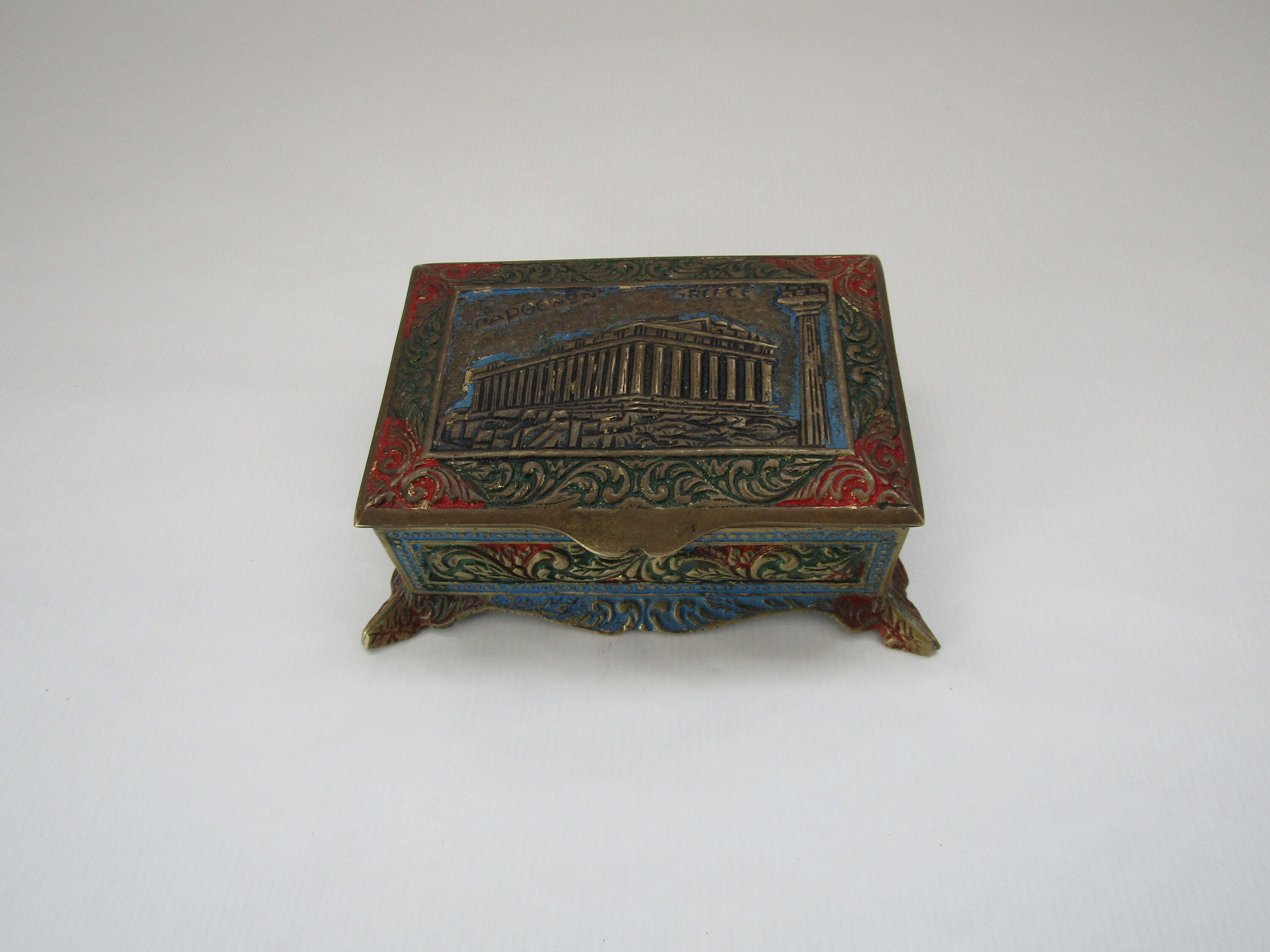 Very Old Greek Brass Box Parthenon Acopolis Design Vintage | Etsy