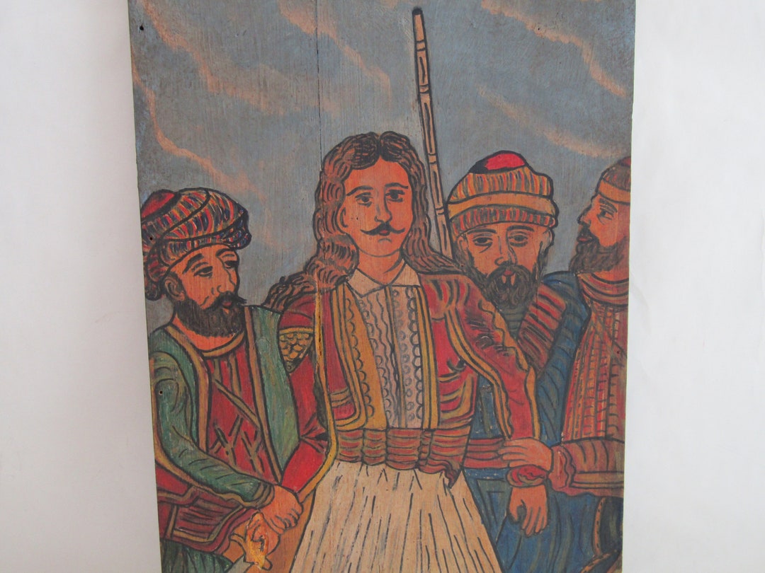 Theophilos Old Reproduction, Athanasios Diakos, Vintage Painting on ...