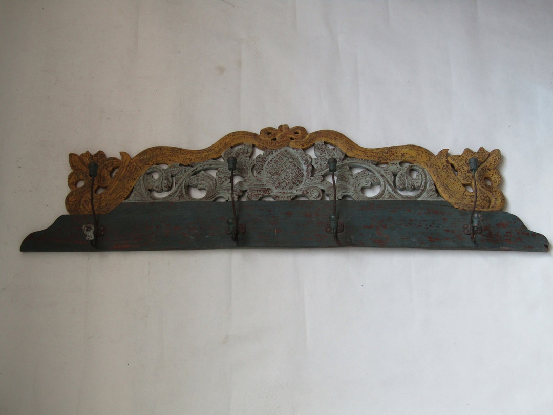 Vintage Wooden Wall Mounted Coat Rack, Wall Mounted Coat Rack, Wall ...