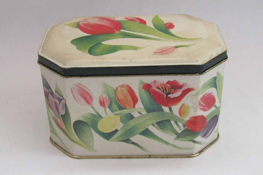 Vintage English Tin Can, Floral Design, Vintage Tin Container, Vintage ...