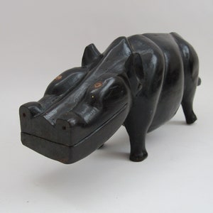 Ebony Hippo, African Old Sculpture, Hippo Wooden Sculpture, Hippo Wood ...