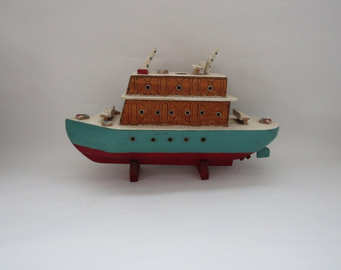 Antique Wooden Toy Ship, Ship Model, Boat Model, Handmade Old Toy ...