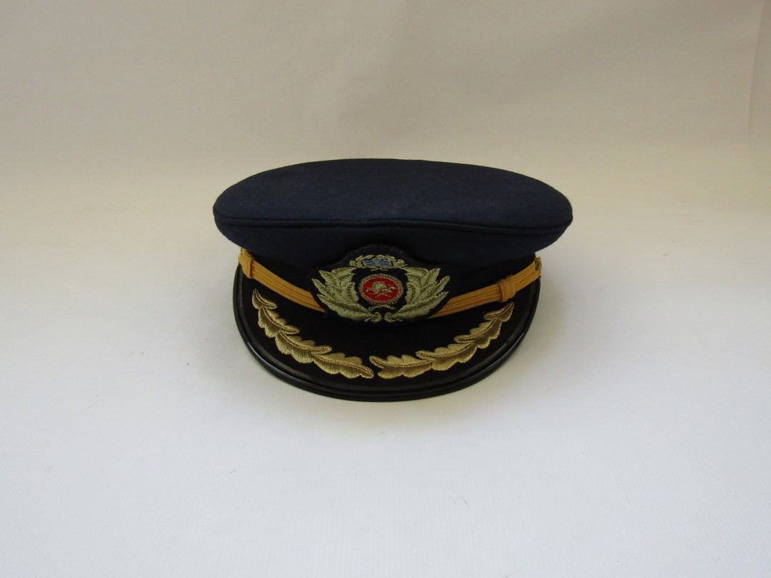 Vintage Fireman Hat, Collectible Hat, Greek Fireman's Hat, Blue Fireman ...