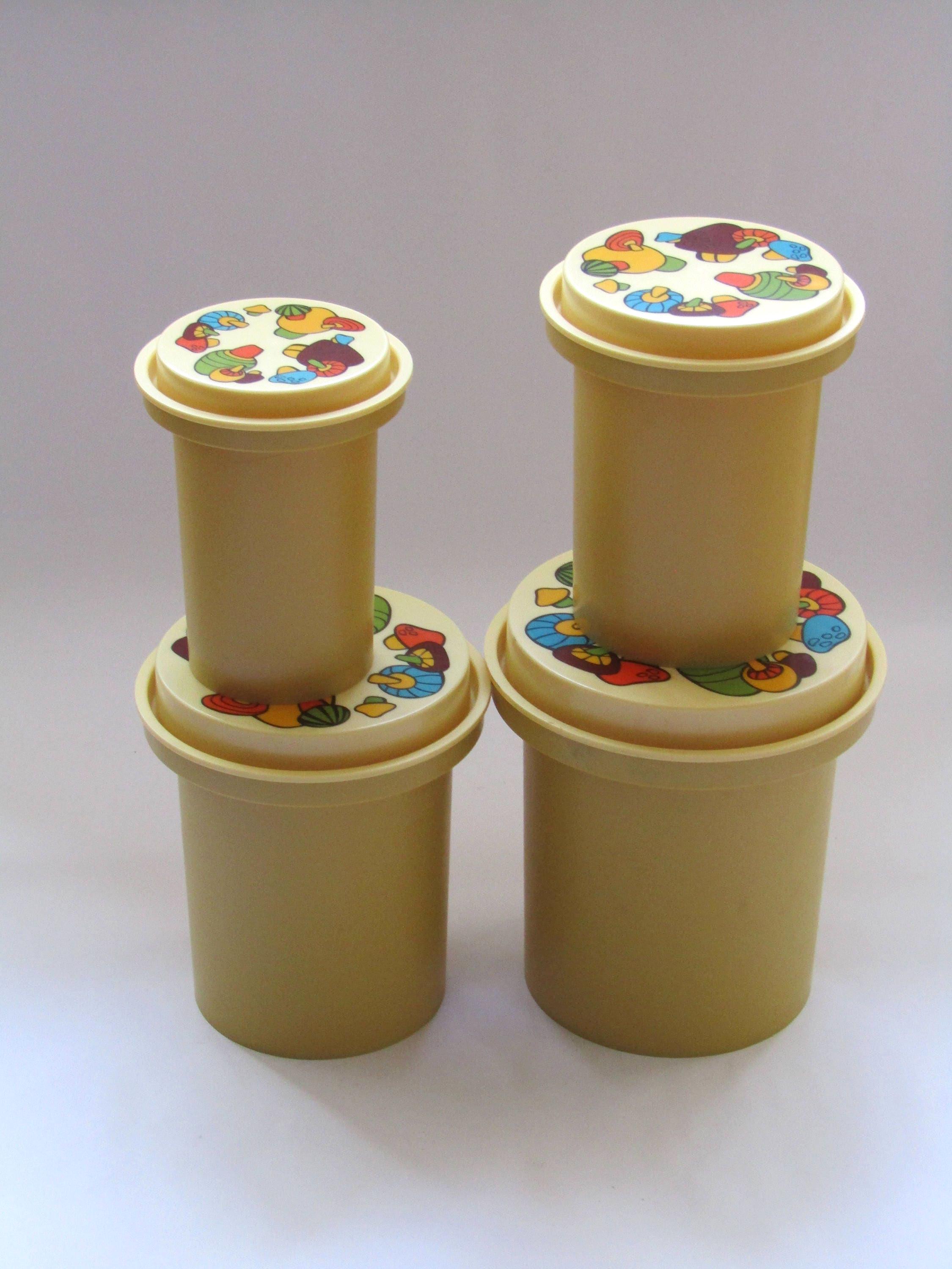 Vintage 80s Plastic Kitchen Canister Set: Floral Decoration, Set of 4 ...