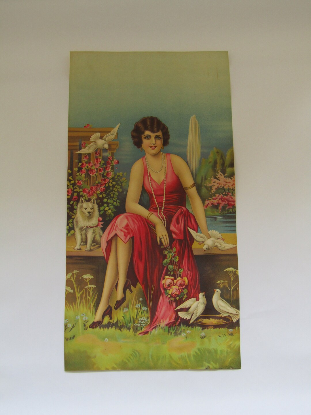 Big Chromolithograph, Woman Lithograph, Antique Lithograph, Vintage ...