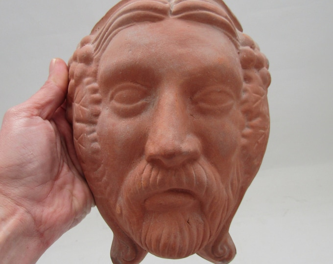 Vintage Greek Dionysus Ceramic Wall Mask, Terracotta Sculpture, Ethnic ...