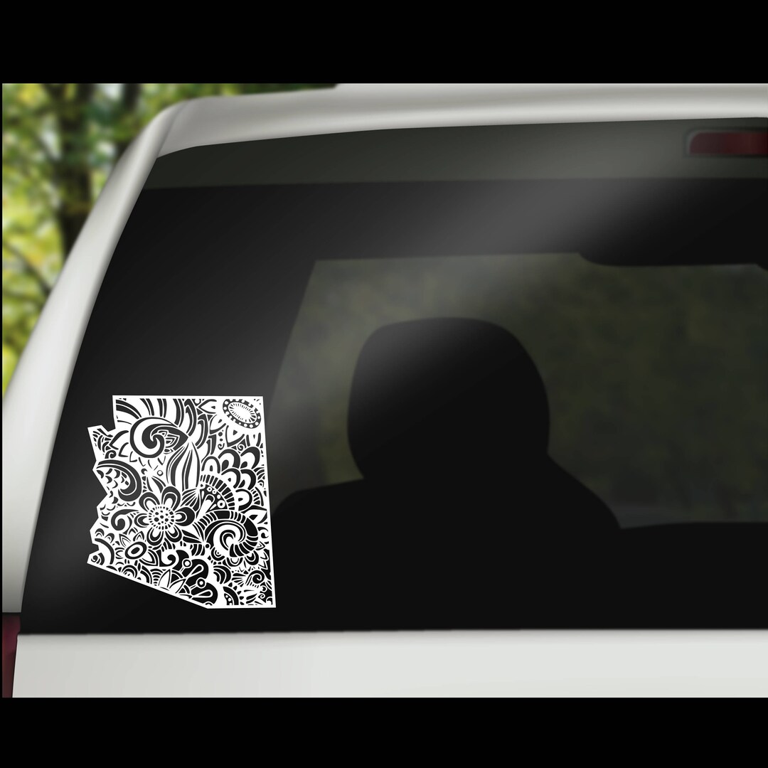 Arizona Zentangle Car Decal - Arizona Car Decal - Arizona Sticker ...